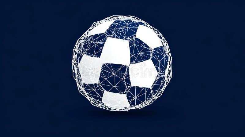 Abstract Soccer Ball Design Wireframe Soccer Ball on Dark Blue ...