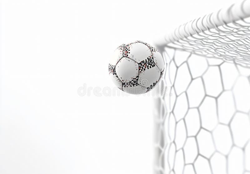 Abstract Soccer Ball Entering Goal Net, White High Quality Image Stock ...