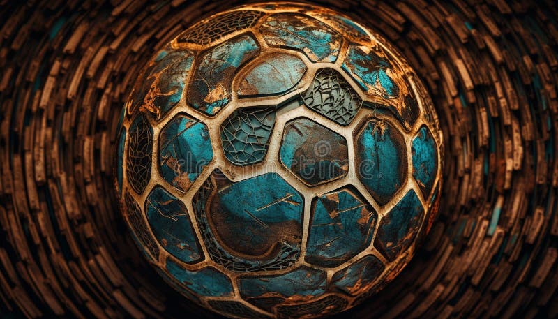 Abstract Soccer Ball Pattern on Blue Background, Symbol of Competition ...