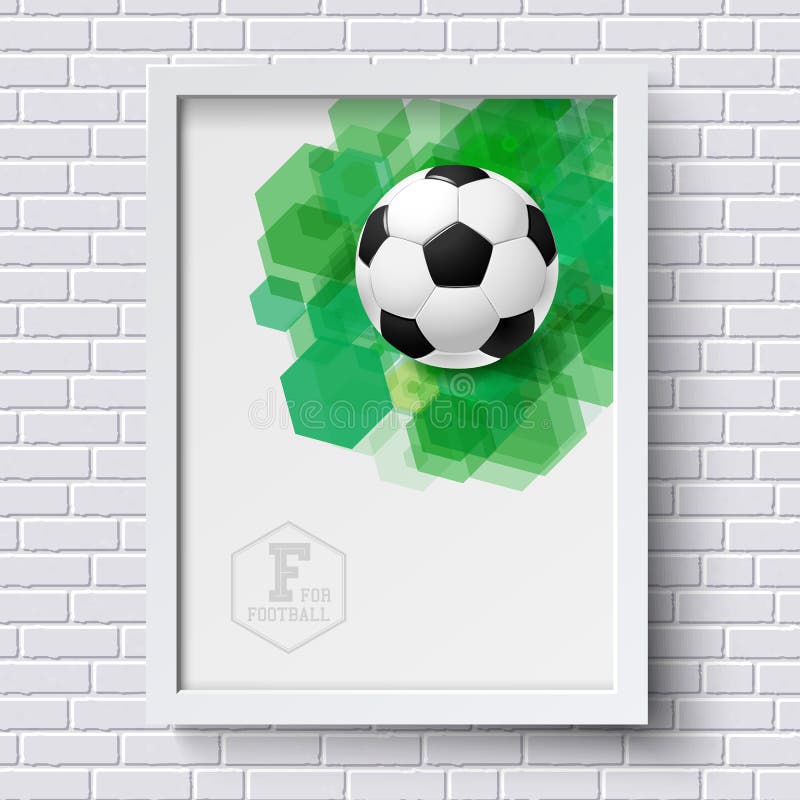 Abstract Soccer Poster. Image Frame on White Brick Wall with Foo Stock ...