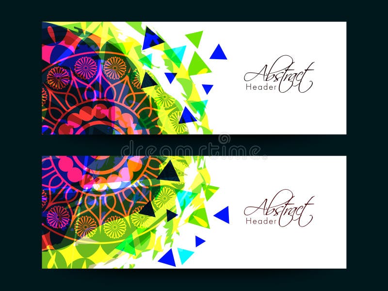 Abstract Social Media Banner or Header Set with Brush Stroke Effect ...