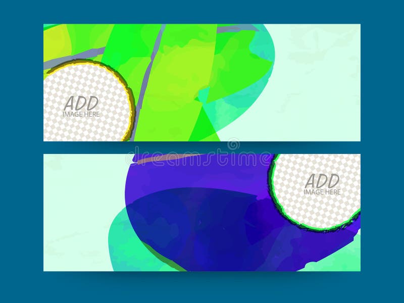 Abstract Social Media Banner or Header Set with Image Placeholder in ...