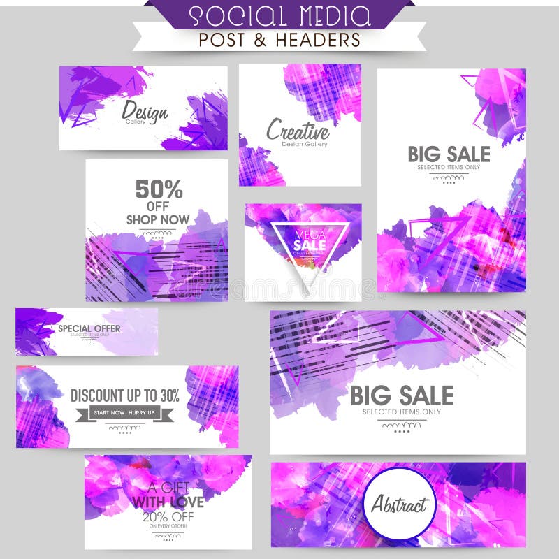 Abstract Social Media Post and Header Set. Stock Illustration ...