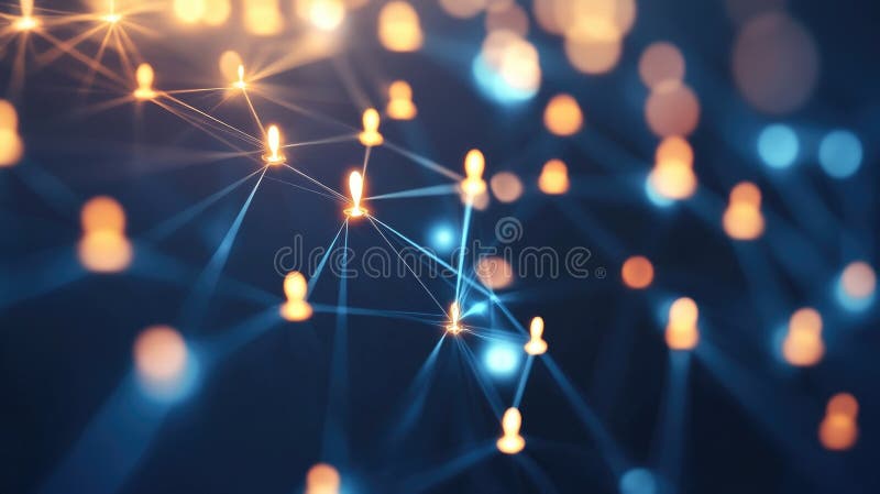 Abstract Social Network Connection Concept with Glowing Figures and ...
