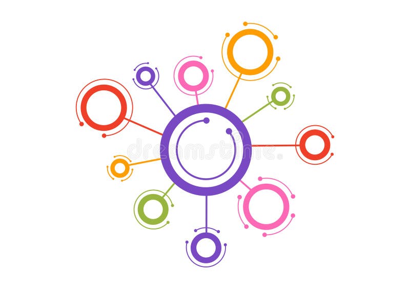 Abstract Social Network Vector Illustration with Polygonal Circles ...