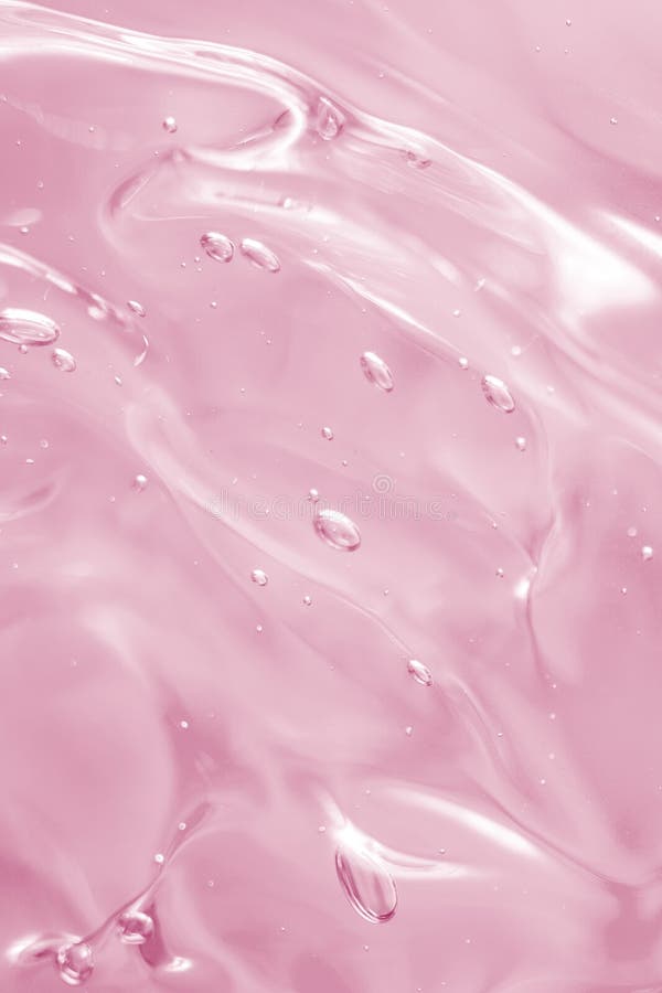 Soft Pink Liquid Texture with Bubbles. Moisturizing Fluid Macro Shot ...