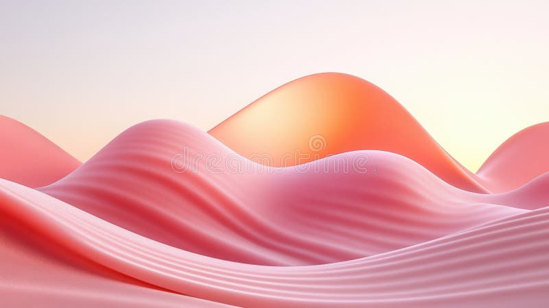 Abstract Soft Pink Waves in Gentle Gradient Light Stock Illustration ...