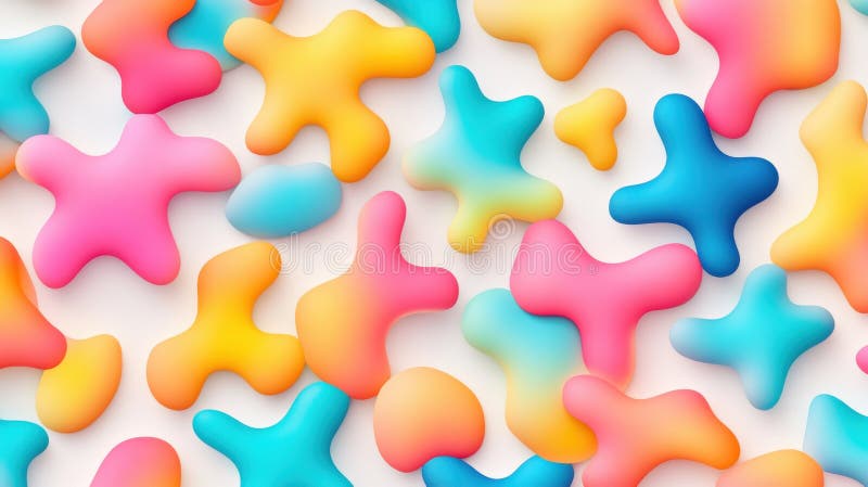 Abstract Soft Shapes with Bright Colors and Organic Forms on White ...