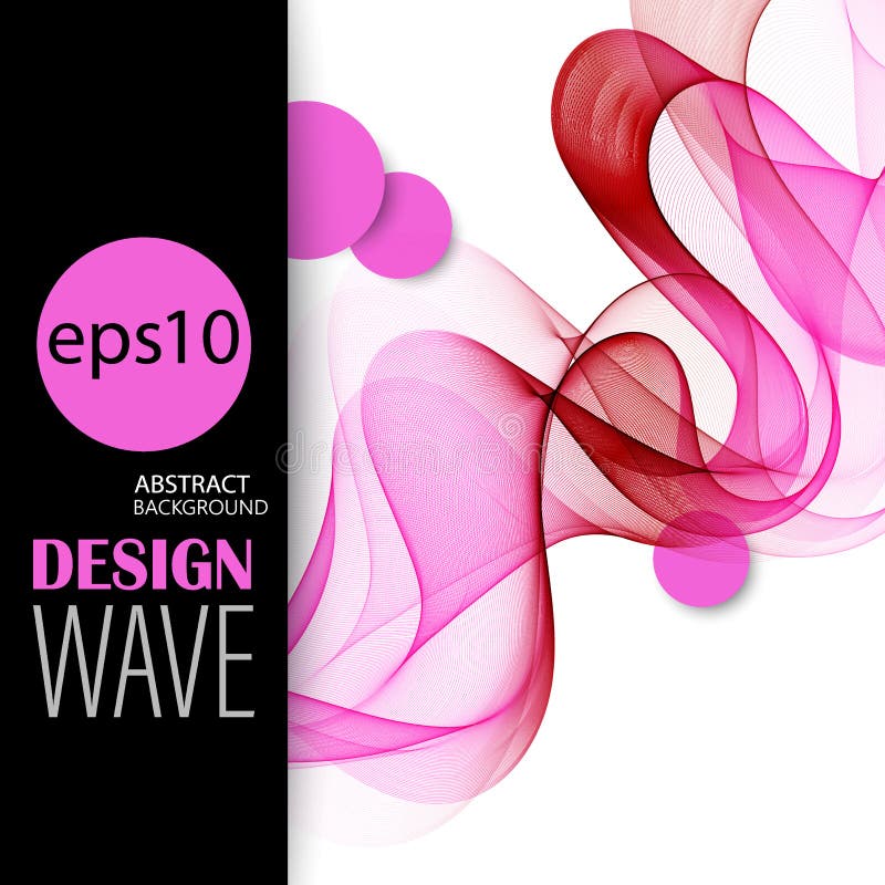 Abstract Soft Smooth Design Template with Pink Circle Wavy Lines in ...