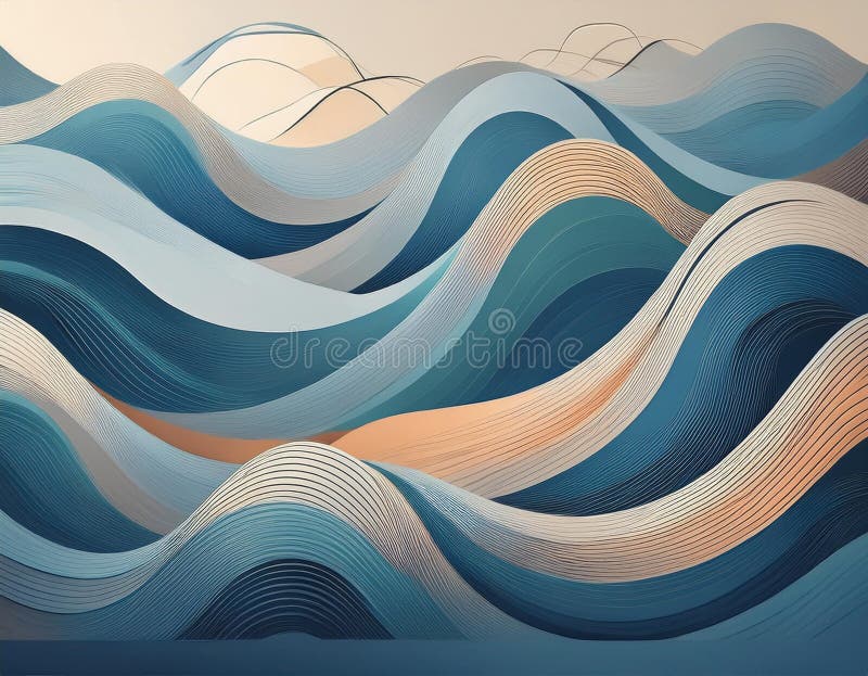 Abstract Soft Waves in Cool Tones Gentle, Fluid, and Calming Background ...