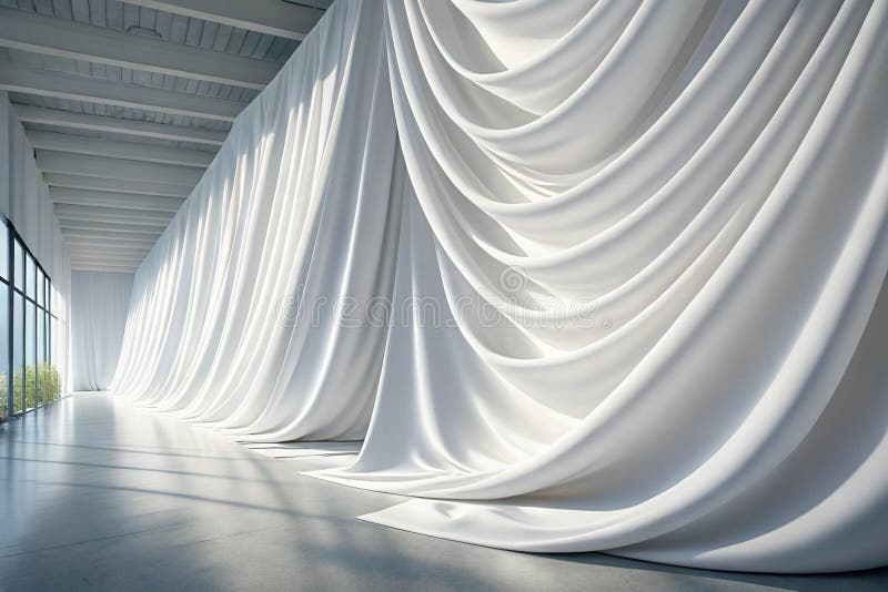 Abstract Soft Waves of White Fabric Highlights Future Background Stock ...