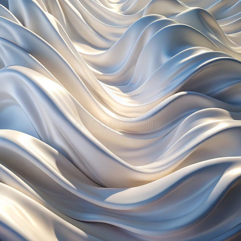Abstract Soft Waves of White Fabric Highlights Future Background. 3D ...