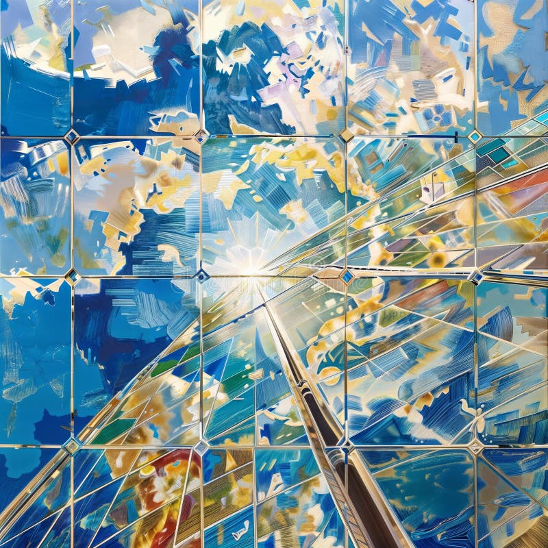 Abstract Solar Array: Grid Art, Generative Ai Stock Illustration ...