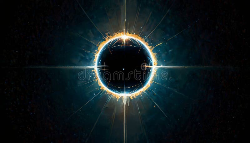 Abstract Solar Eclipse with Glowing Light in Dark Space Stock Photo ...