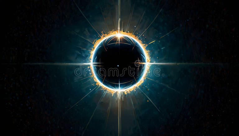 Abstract Solar Eclipse with Glowing Light in Dark Space Stock Photo ...