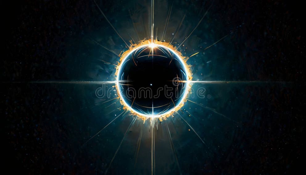 Abstract Solar Eclipse with Glowing Light in Dark Space Stock Photo ...