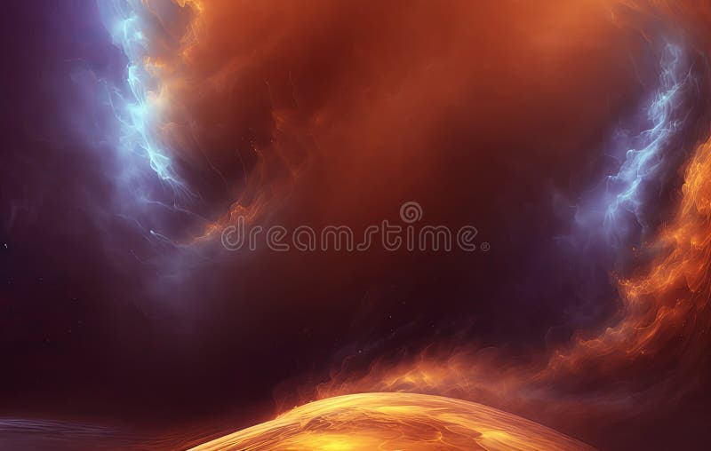 Abstract Solar Heat Energy, Space Heat Wave, Fireball Illustration ...