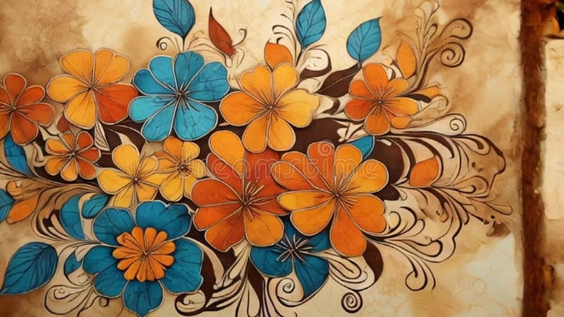 Abstract a Solid Batik Flowers Arrangement with Medium Color, All Over ...