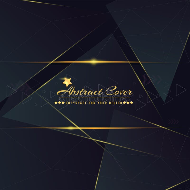 Abstract and Solid Dark Cover Design Template with Glowing Golden ...