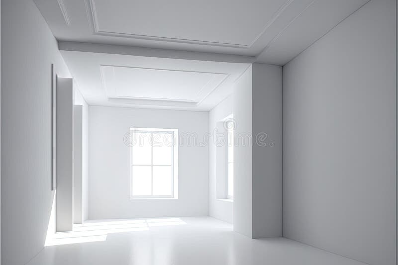 Abstract Solid White Minimalistic Interior Room Illustration. Stock ...