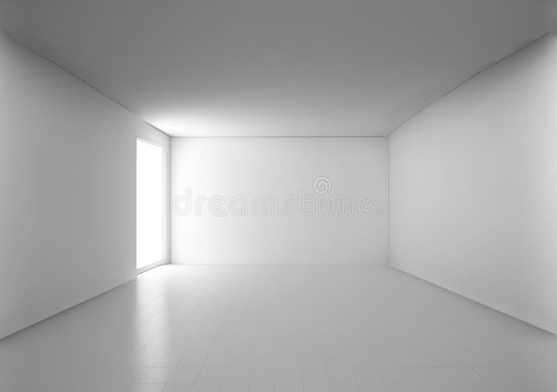 Abstract Solid White Minimalistic Interior Room Illustration. Stock ...