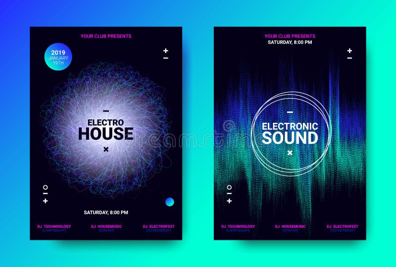Electronic Sound Wave Poster Concept. Stock Vector - Illustration of ...