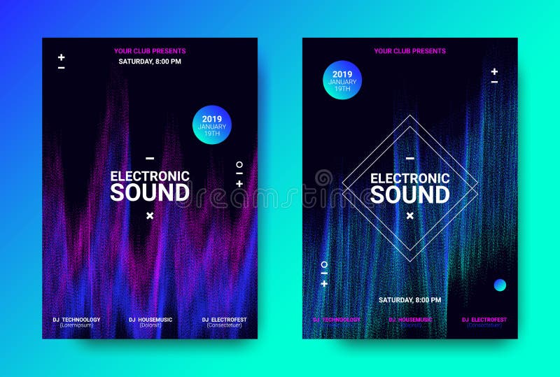 Electronic Sound Wave Poster Concept. Stock Vector - Illustration of ...