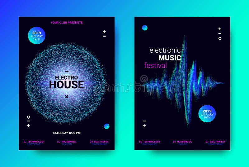 Electronic Sound Wave Poster Concept. Stock Vector - Illustration of ...