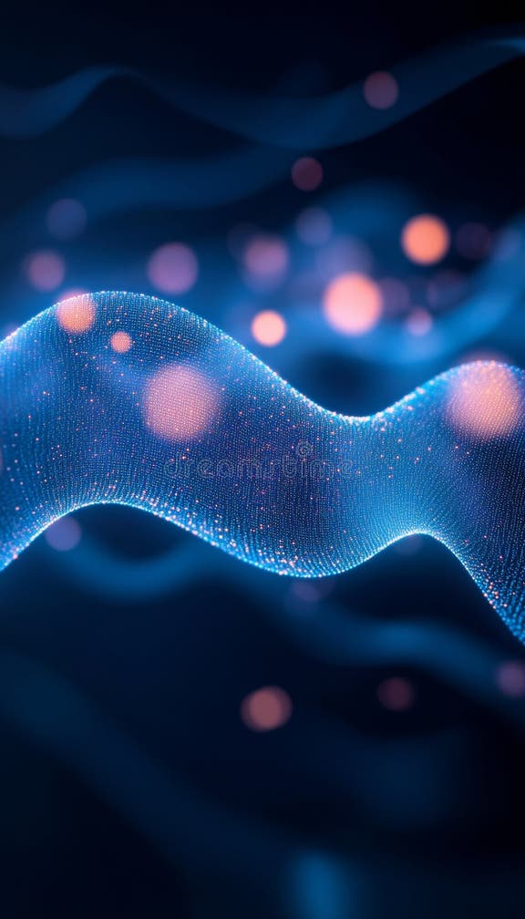 Abstract Sound Visualization Vibrant Neon Blue Wave Pattern with Soft ...