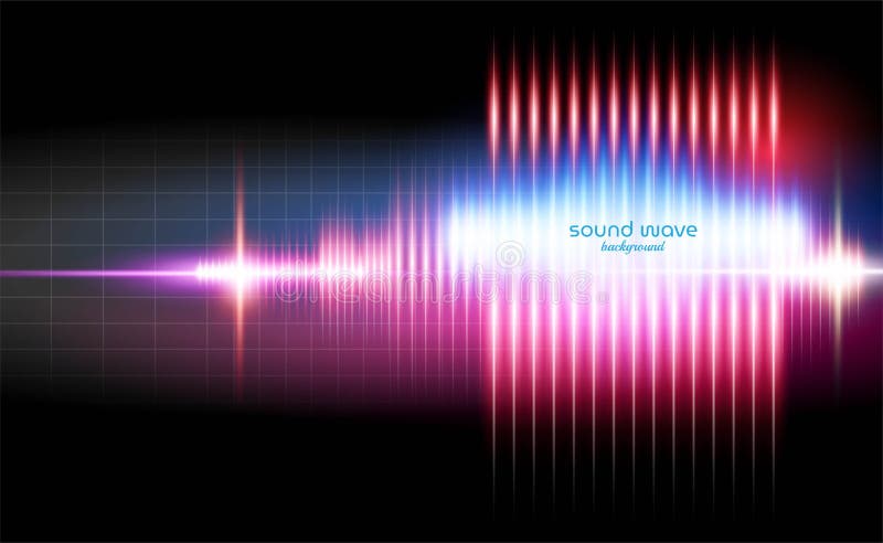 Abstract Sound Wave Background with Red Neon Light Colour Stock Vector ...