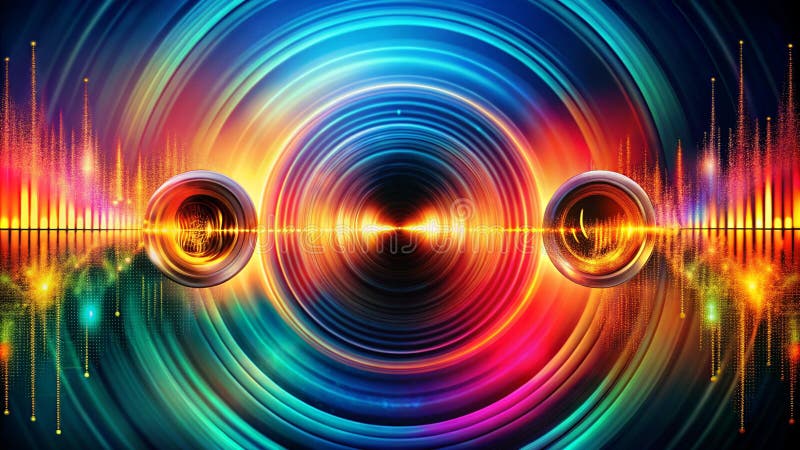 Abstract Sound Wave with Colorful Circle and Light Effect Stock Photo ...