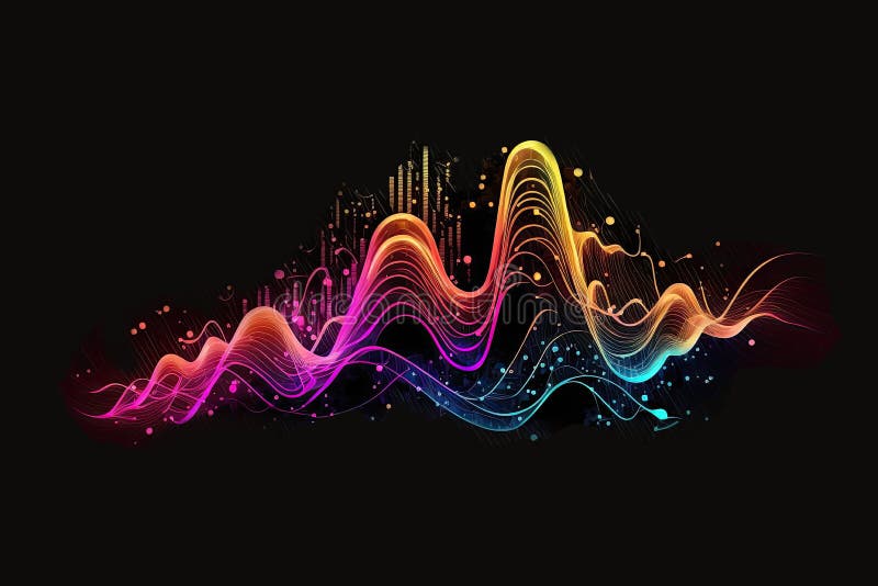 Abstract Sound Wave Design on Black Background. Equalizer Effect in ...