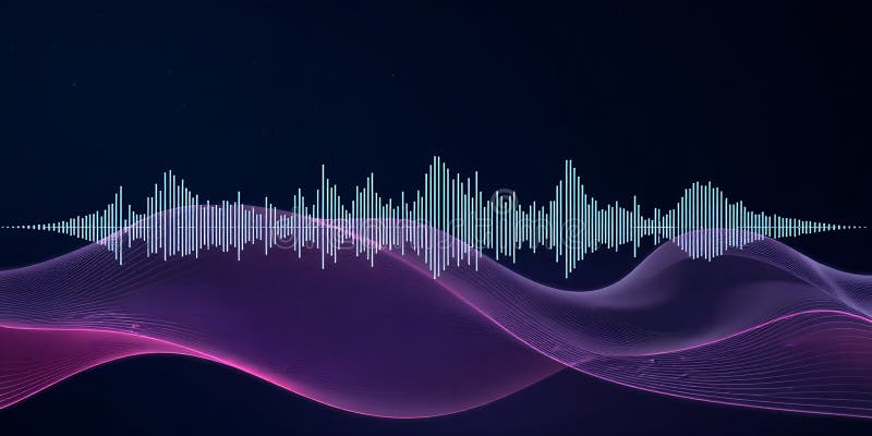 Abstract Sound Wave Graphic with Purple Background Stock Illustration ...