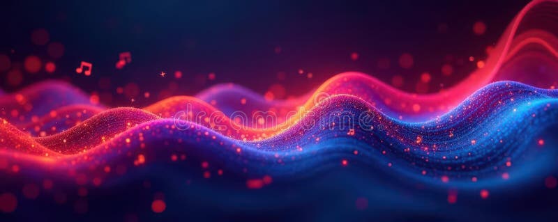 Abstract Sound Wave Visualization, Musical Notes Flowing , Graphic ...