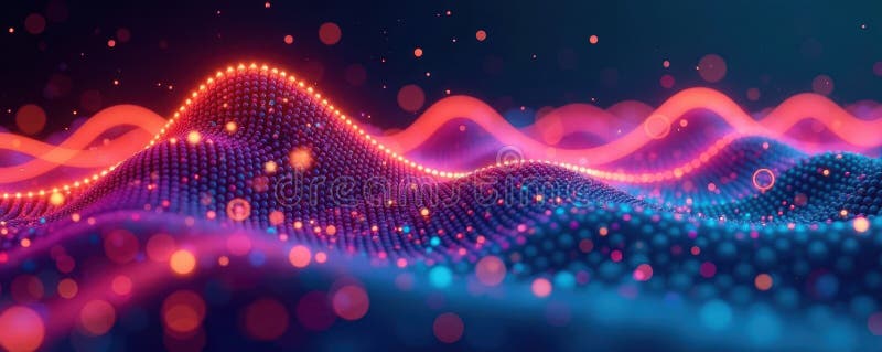 Abstract Sound Wave Visualization, Musical Notes Flowing Like a River ...