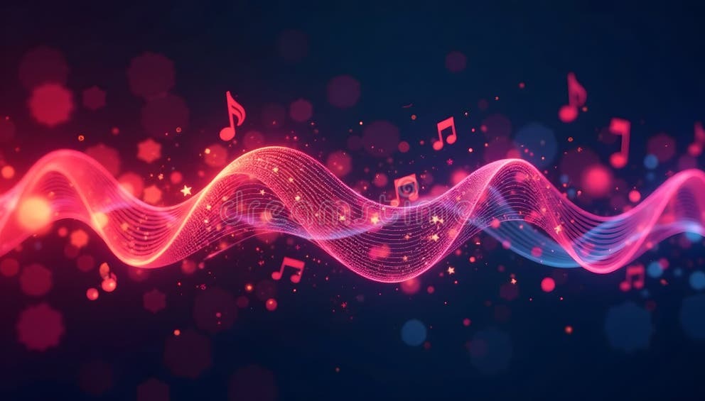 Abstract Sound Wave Visualization, Musical Notes Flowing , Vibrant ...