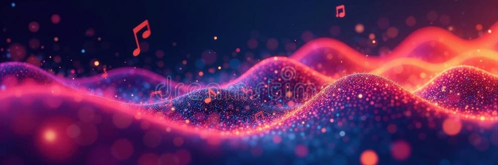 Abstract Sound Wave Visualization, Musical Notes Flowing , Visual ...