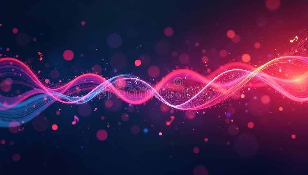 Abstract Sound Wave Visualization, Musical Notes Flowing , Waveform ...