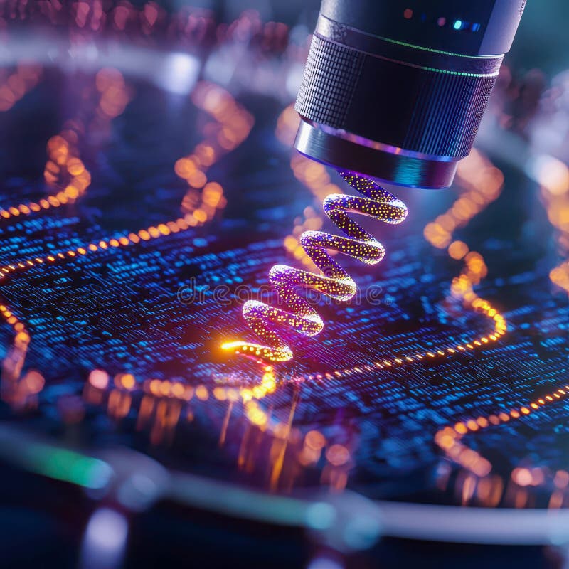 Abstract Sound Waves with Camera Lens and Vibrant Light Effect Stock ...