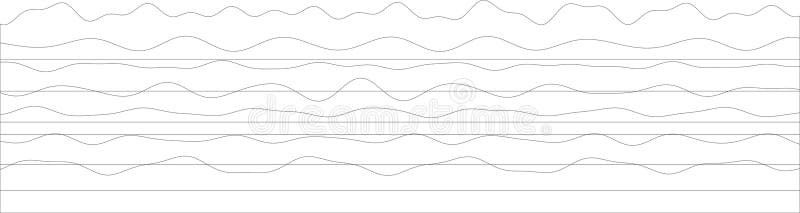 Abstract Sound Waves: Horizontal Curved Lines Pattern on White ...