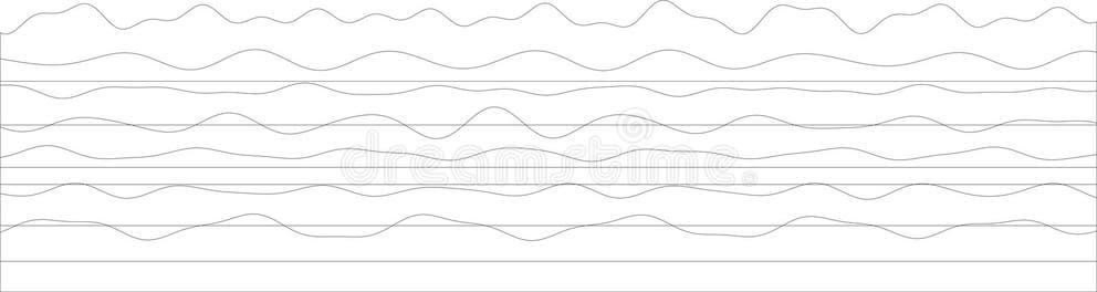 Abstract Sound Waves: Horizontal Curved Lines Pattern on White ...