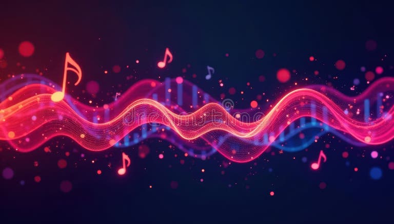 Abstract Sound Waves, Musical Notes Forming Rhythmic Patterns , Band ...