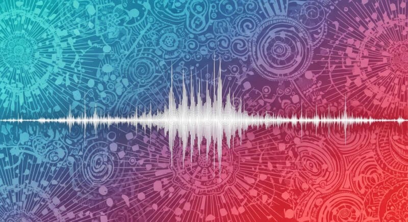 Abstract Soundwave with Artistic Mandala Pattern: Vibrant Red and Blue ...