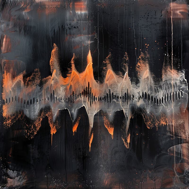 Abstract Soundwave Painting Featuring Vibrant Orange and White Hues on ...