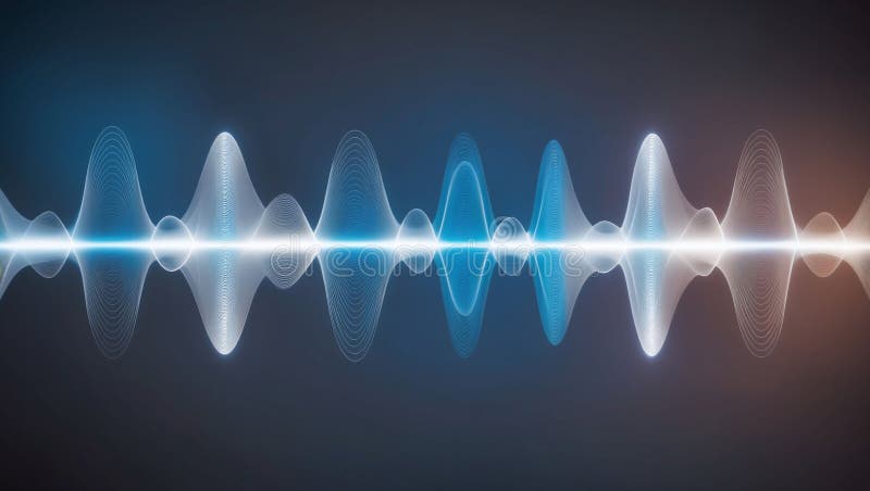 Abstract Soundwave Pattern with Blue and White Glow on Dark Background ...