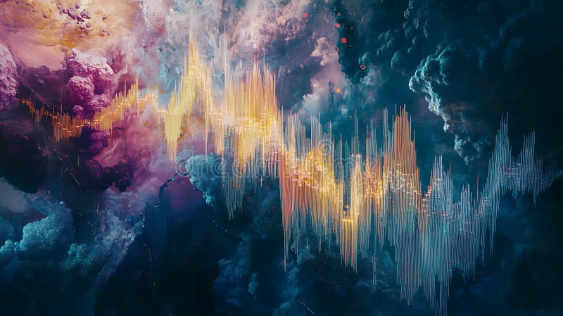 Abstract Soundwave Visualization with Nebula Background Art Music ...