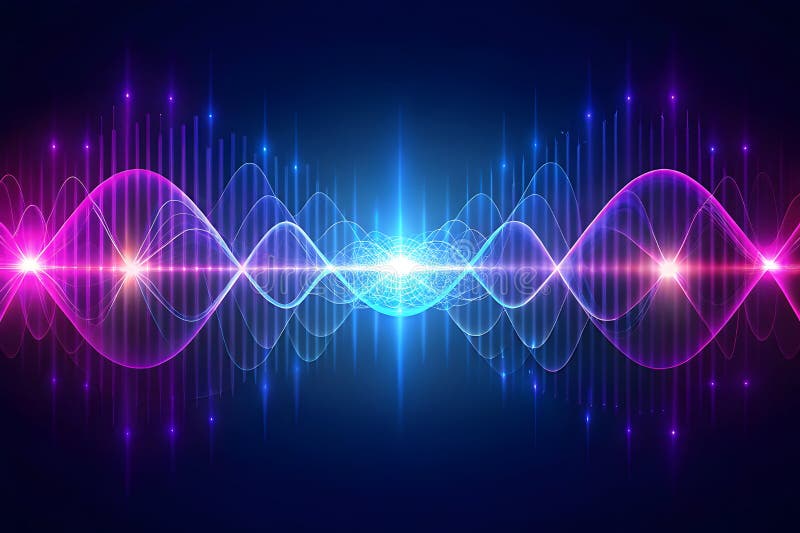 Abstract Soundwave Visualization with Neon Purple and Deep Blue Stock ...