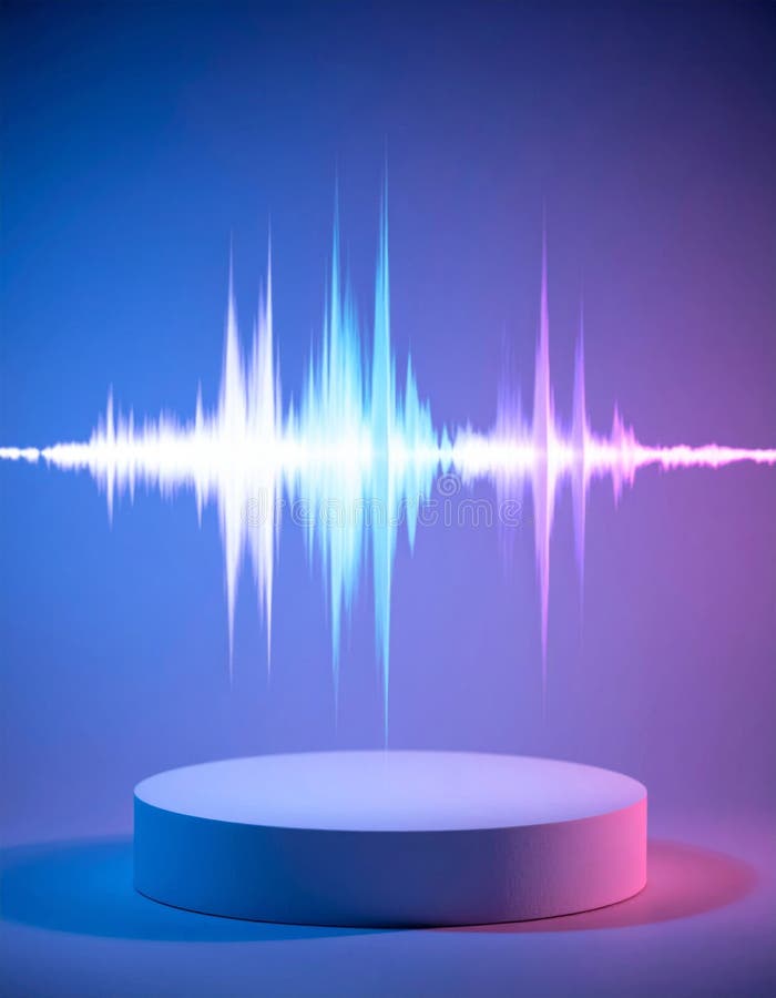 Abstract Soundwave Visualization on a White Podium Stock Illustration ...