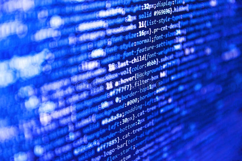 Abstract Source Code Background. Data Bits Computer Bits, Shadow and Dark Vignette Effect Stock ...