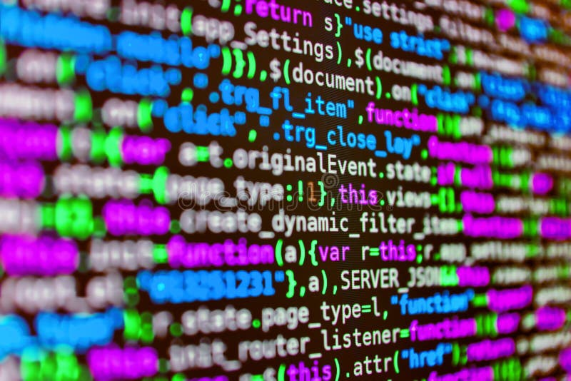 Abstract Source Code Background Developer Working On Websites Codes In Office Code On Dark